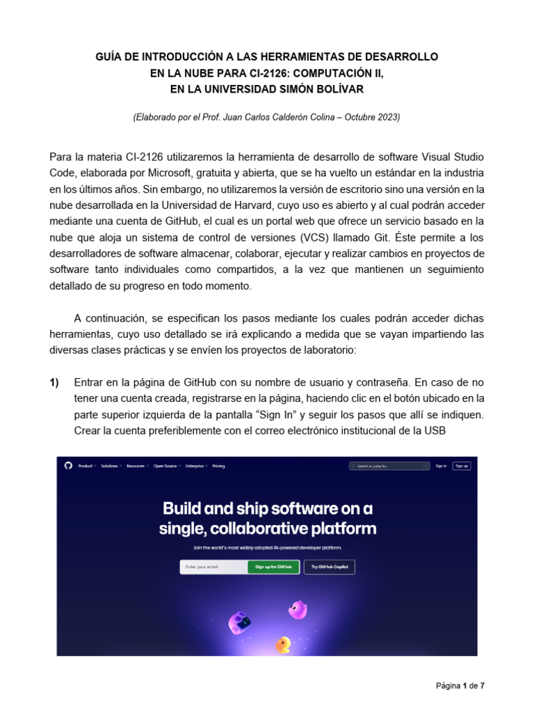 Guía de Inicio en GitHub y Visual Studio Code | PDF | Computación en la ...