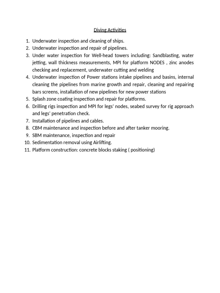 Diving Activities | PDF