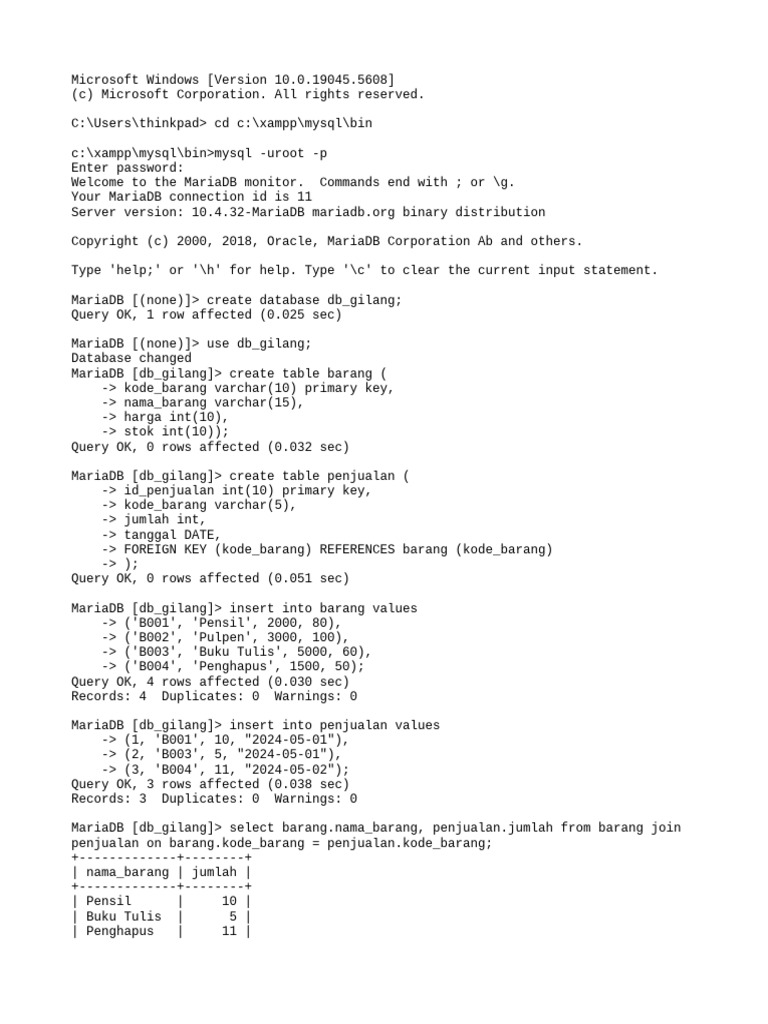 Latihan outer join Gumilang | PDF | My Sql | Software