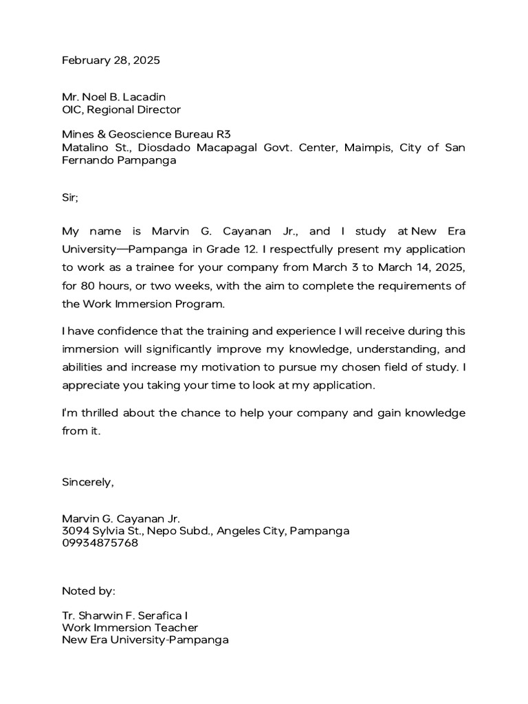 Sample Application Letter | PDF