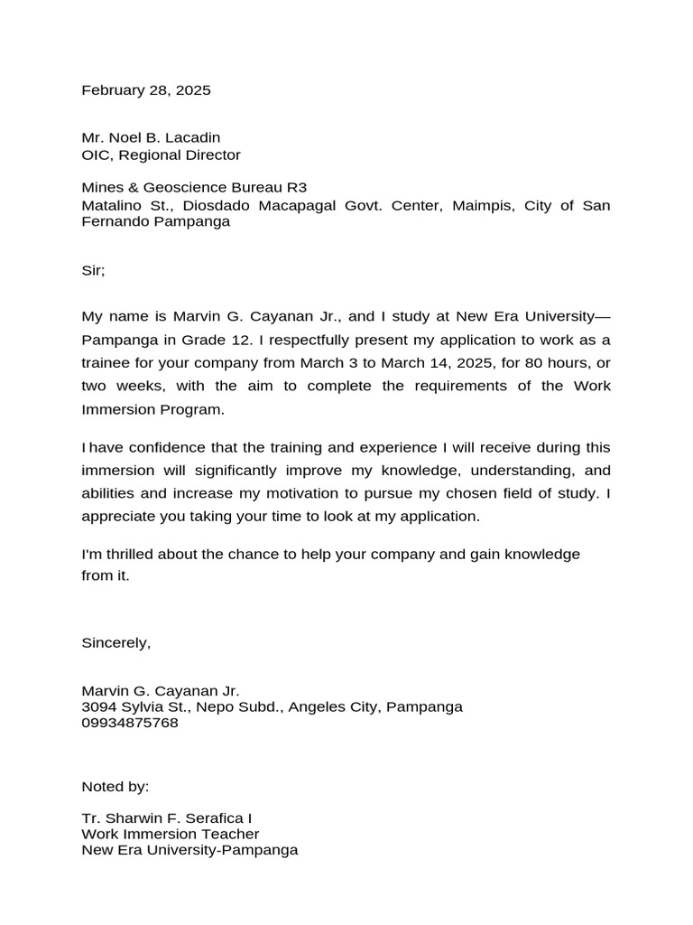 Sample Application Letter | PDF