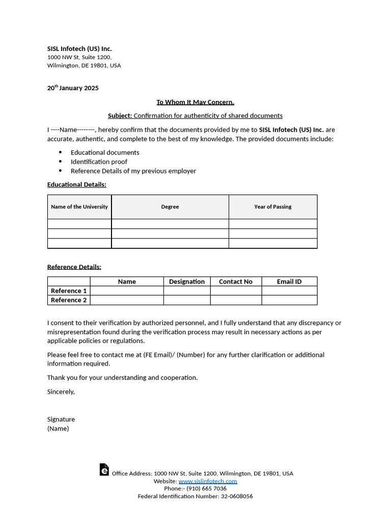 Confirmation Form - Edu and Emp Checks - Internal | PDF