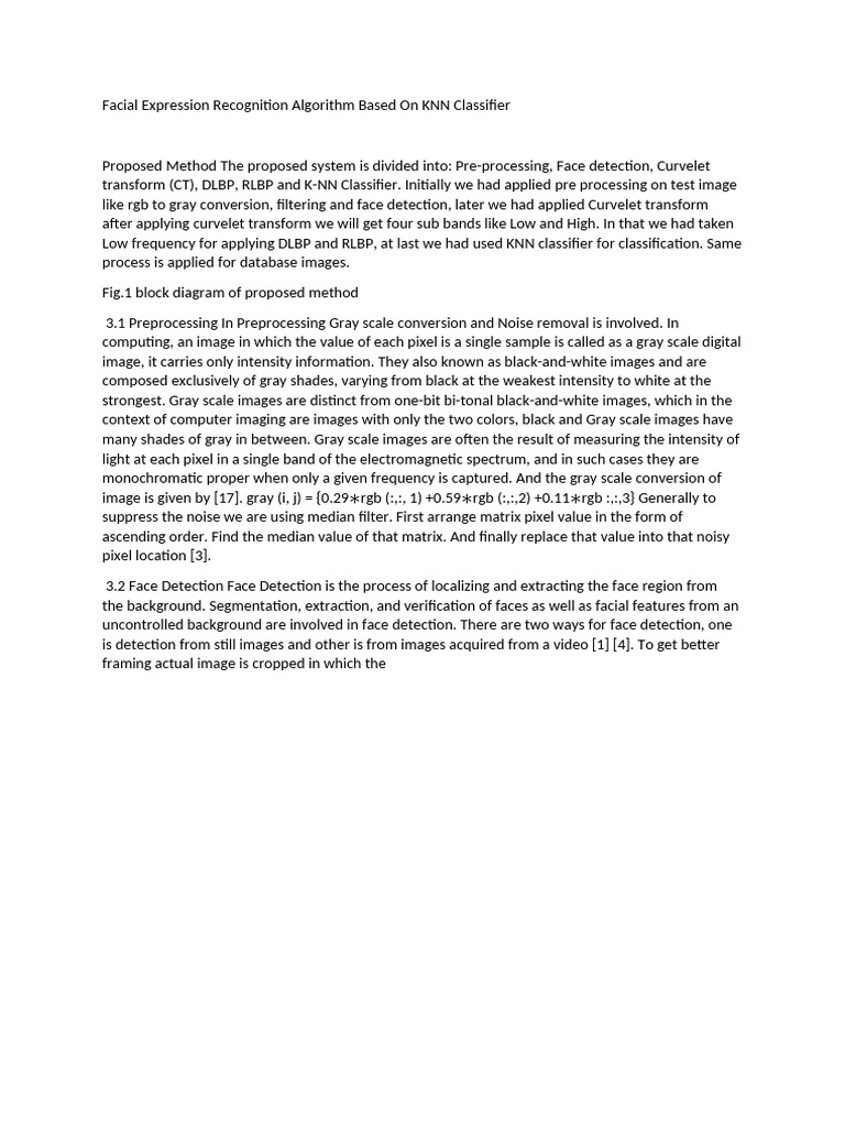 Facial Expression Recognition Algorithm Based On KNN Classifier | PDF