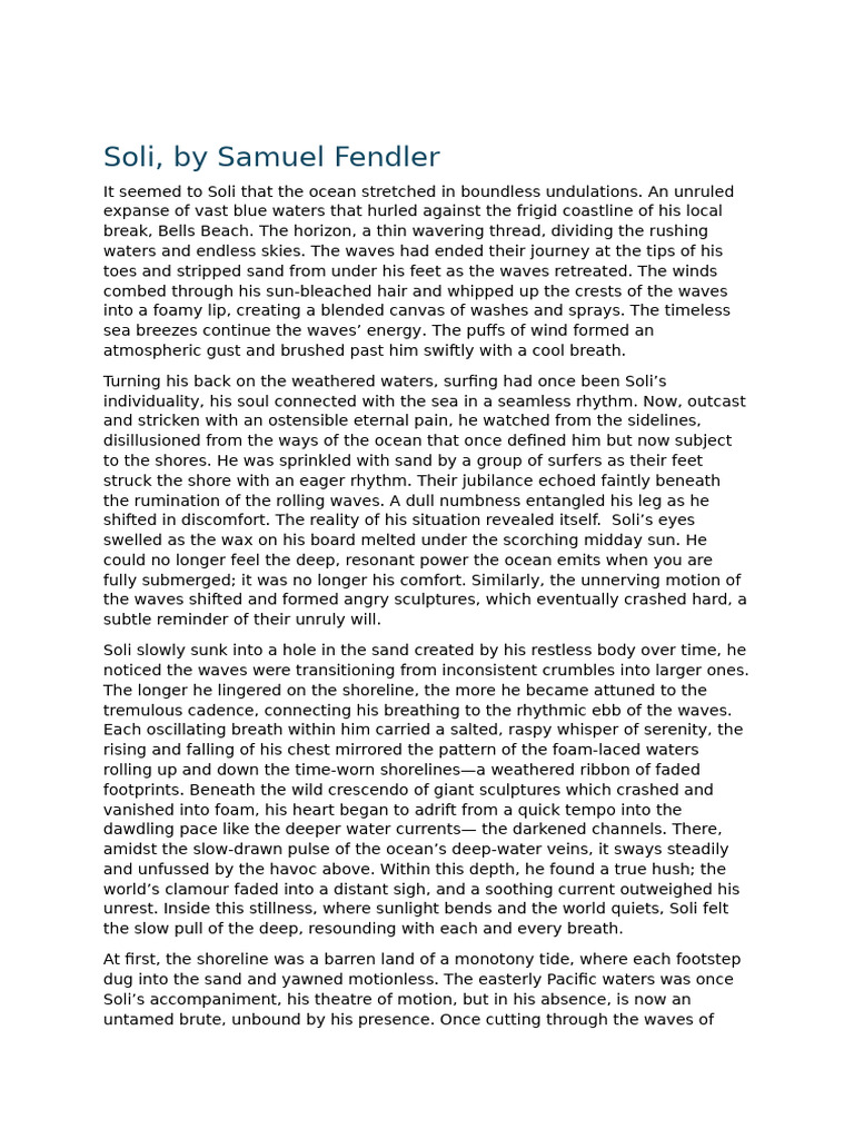 Short Imaginative Story - Soli | PDF | Earth Sciences | Oceanography