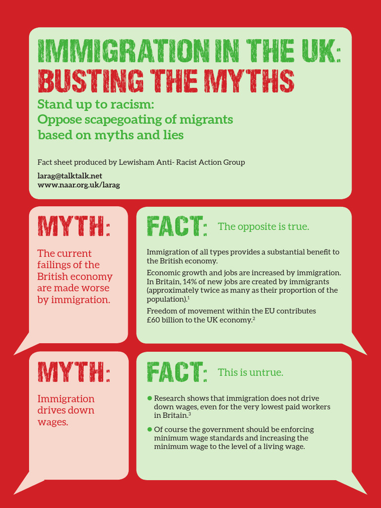 1407immigration Myths Leaflet | PDF | Immigration | United Kingdom