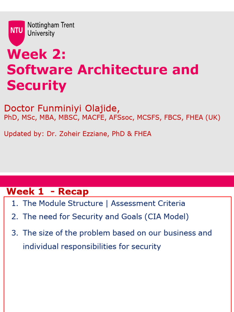 WEEK 2 -LECTURE-2-Software Architecture and Security12 (1) | PDF | Malware | Security