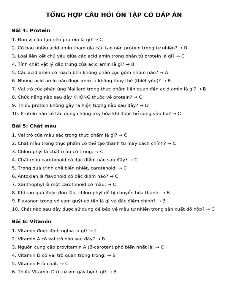 On Tap Trac Nghiem Co Dap An | PDF