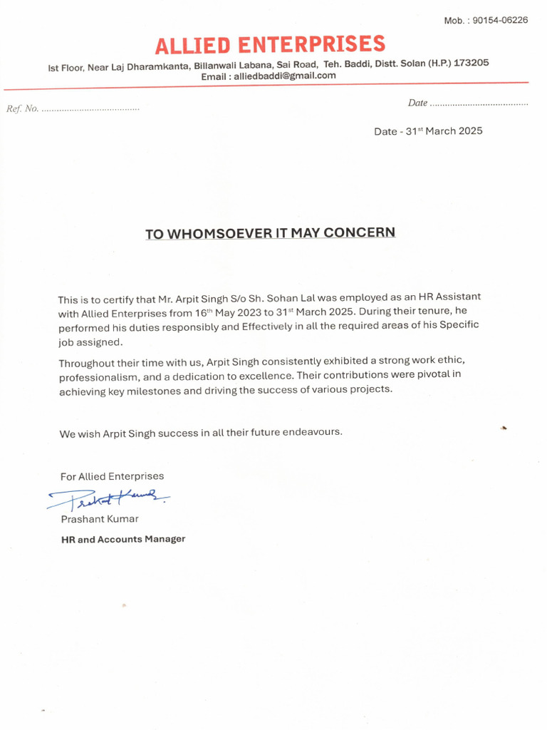Experinece Letter | PDF