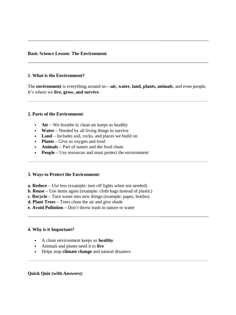 Understanding and Protecting the Environment | PDF