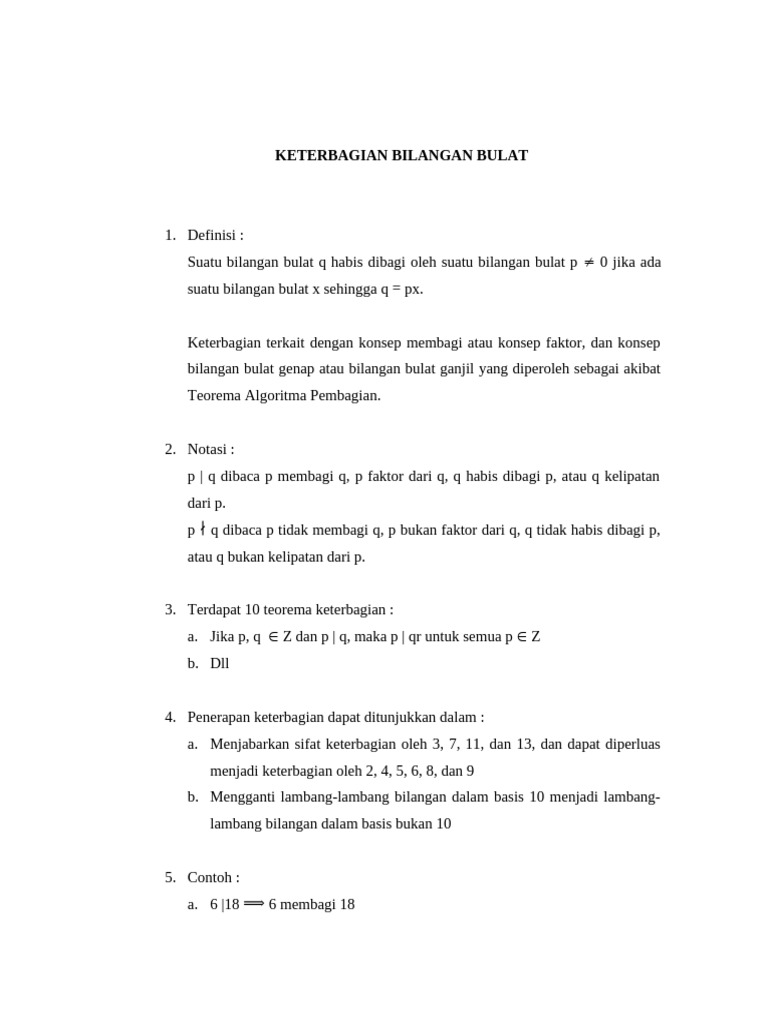 KETERBAGIAN BILANGAN BULAT | PDF
