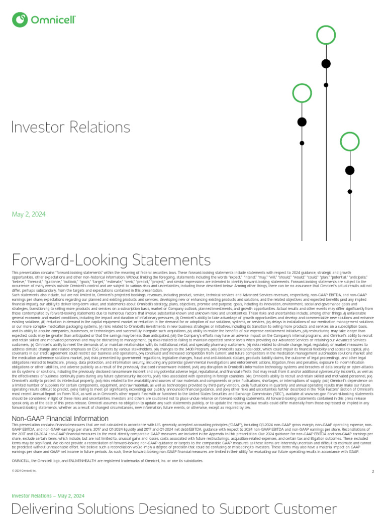 Omnicell 2024 Investor Relations Overview | PDF | Risk | Pharmacy