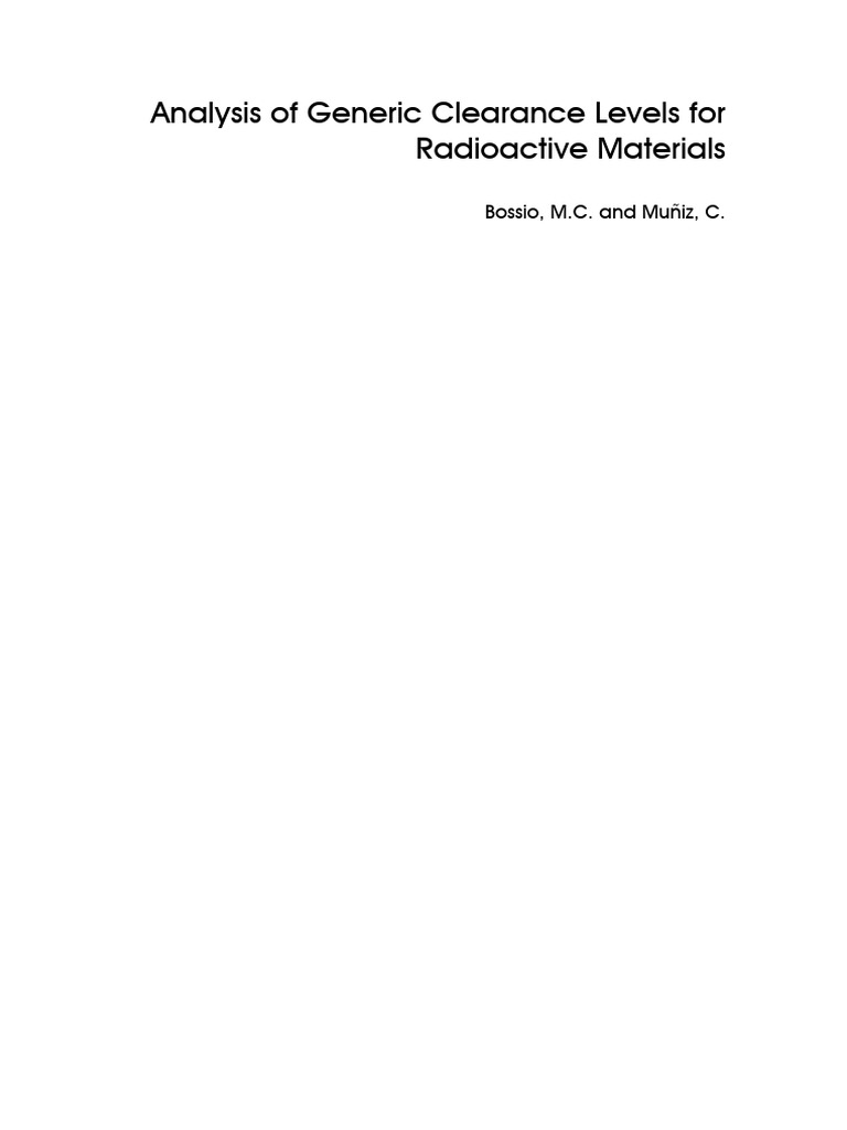Analysis of Generic Clearance Levels For Radioactive Materials | PDF ...