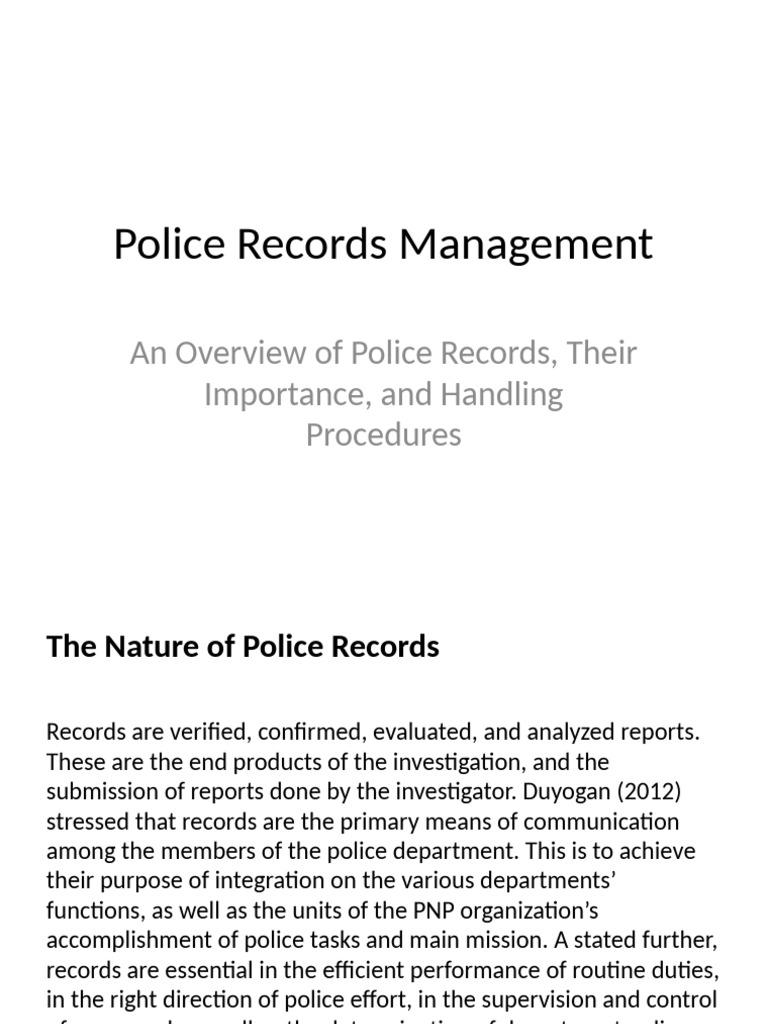 Police Records Management | PDF | Police | Arrest