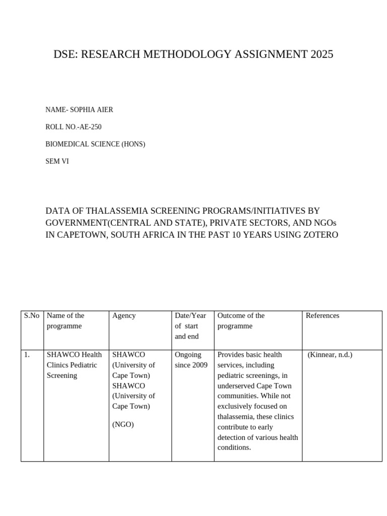 Research Methodology Assignment | PDF | Screening (Medicine) | Medical ...