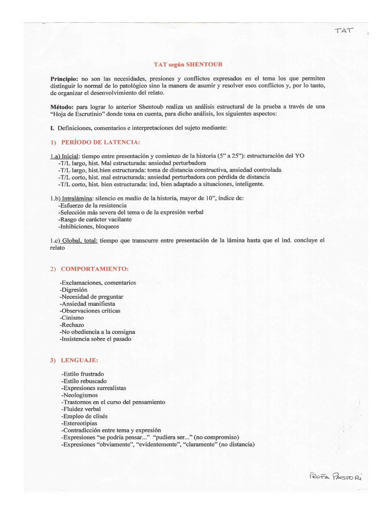 Bellak y Abrams - TAT CAT Y SAT. Uso Clínico | PDF