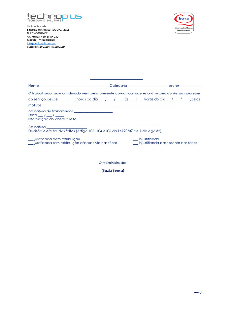FG06 - Comunicacão - de - Ausencia 1 | PDF