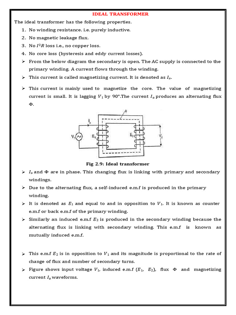 L2 - Practical Transformer and Ideal Transformer | PDF | Transformer ...