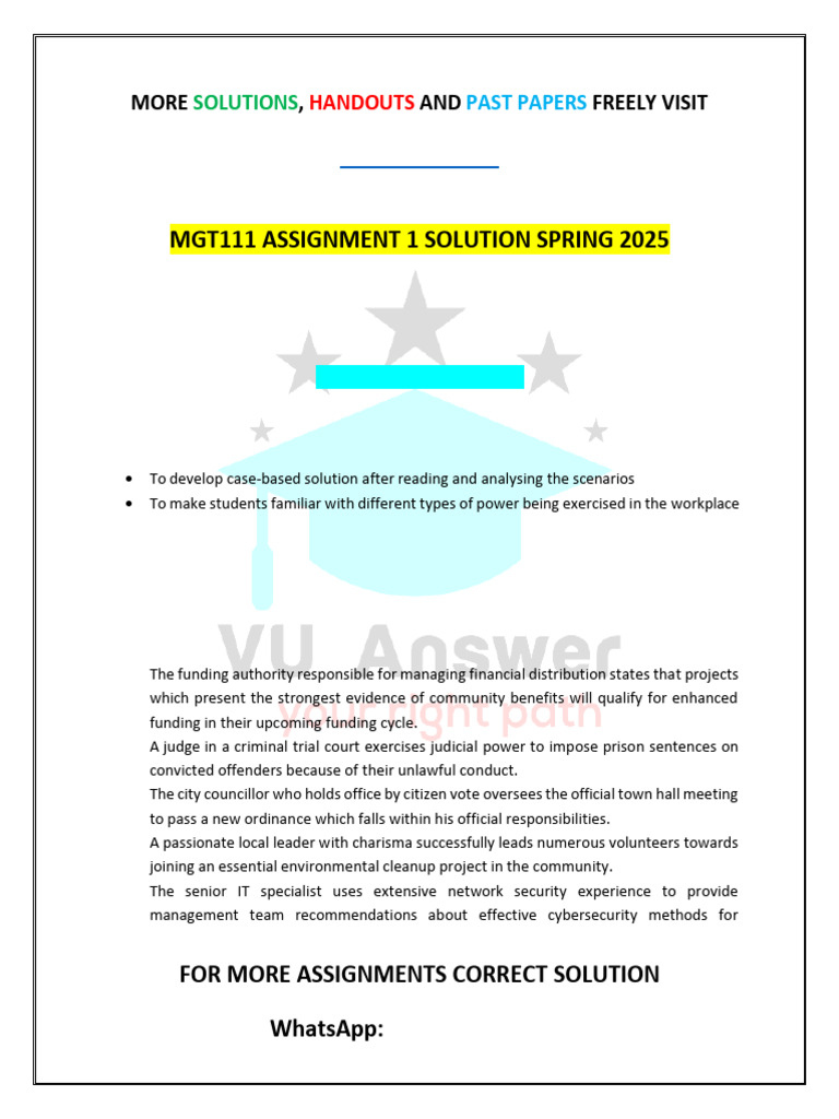 MGT111 Assignment 1 Correct Solution Spring 2025 | PDF | Crime & Violence | Law Enforcement