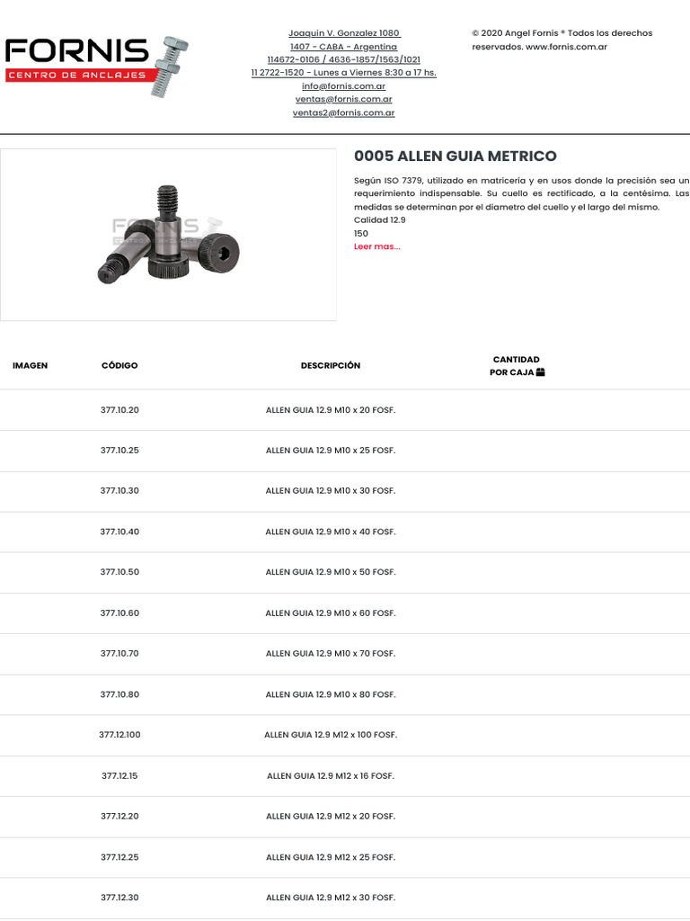 Fornis - Producto - 0005 Allen Guia Metrico | PDF