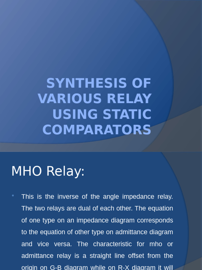 Synthesis of Various Relay Using Static Comparators | PDF