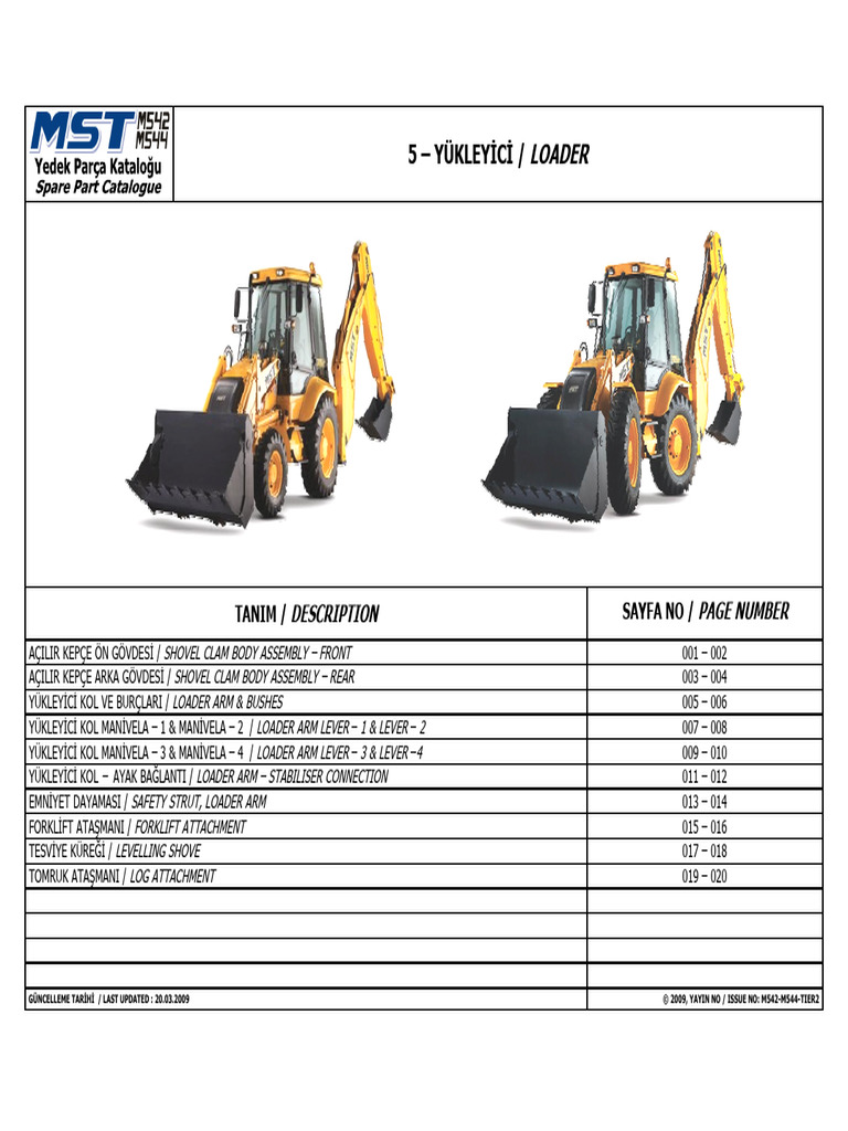 05 - YUKLEYICI - LOADER - M542 - M544 - TIER2 (фронтальная стрела, ковш) | PDF