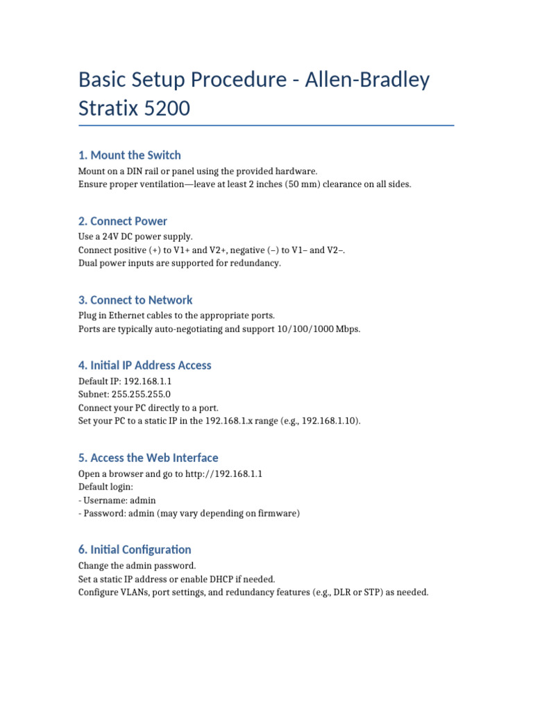 Stratix5200 Basic Setup With NAT | PDF