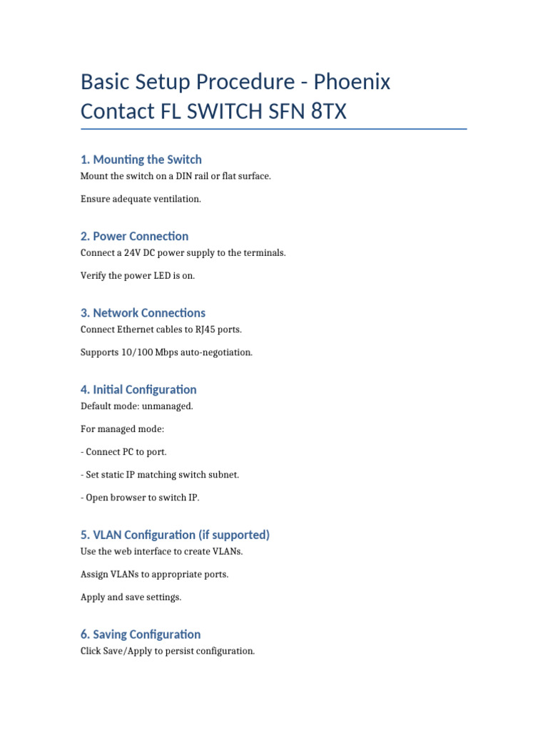 Phoenix Switch Basic Setup With NAT | PDF