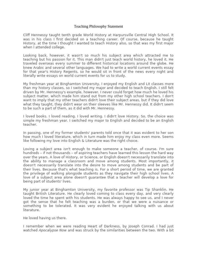 Teaching Philosophy Statement | PDF | Teachers