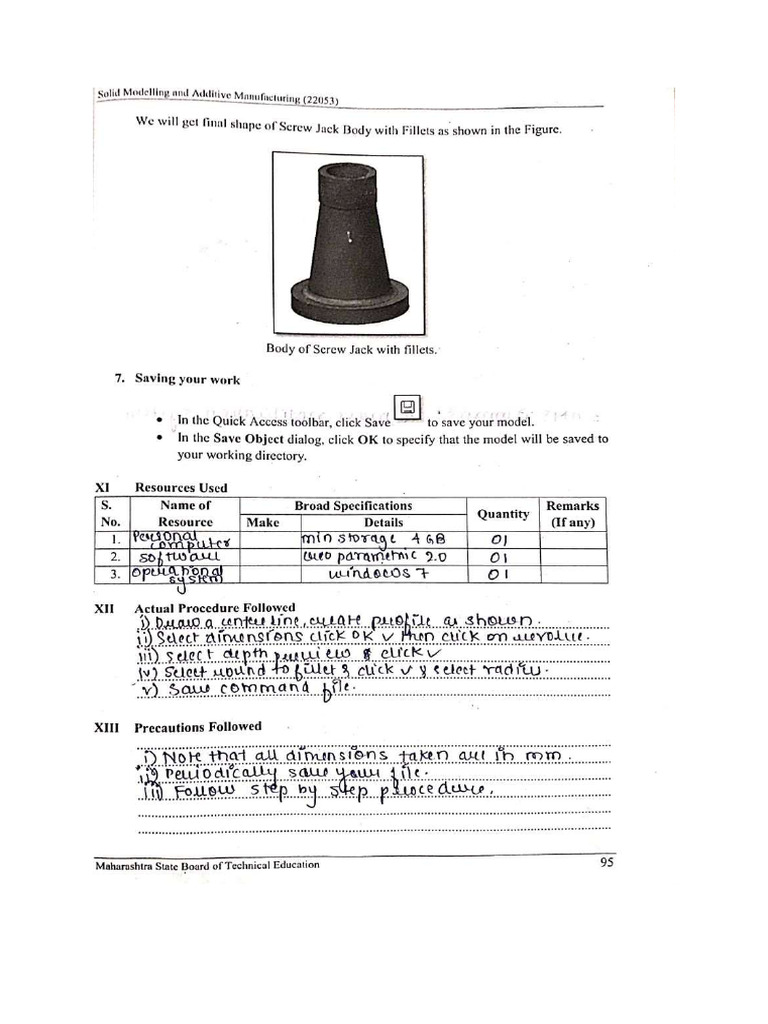 SMA Expt No.5 Solid Model Screw Jack Body | PDF