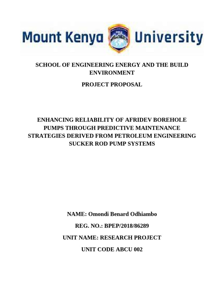 Project Proposal by Benard BPEP-2018-86289 | PDF | Reliability Engineering | Data Analysis