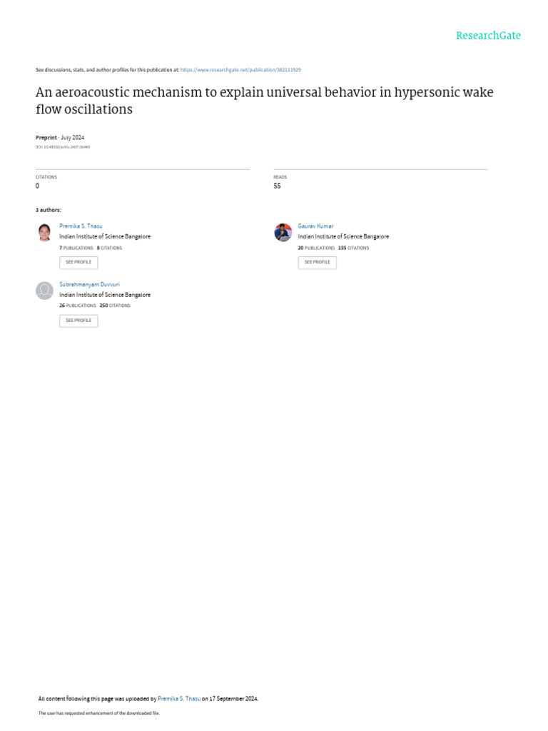 An Aeroacoustic Mechanism To Explain Universal Beh | PDF | Fluid ...