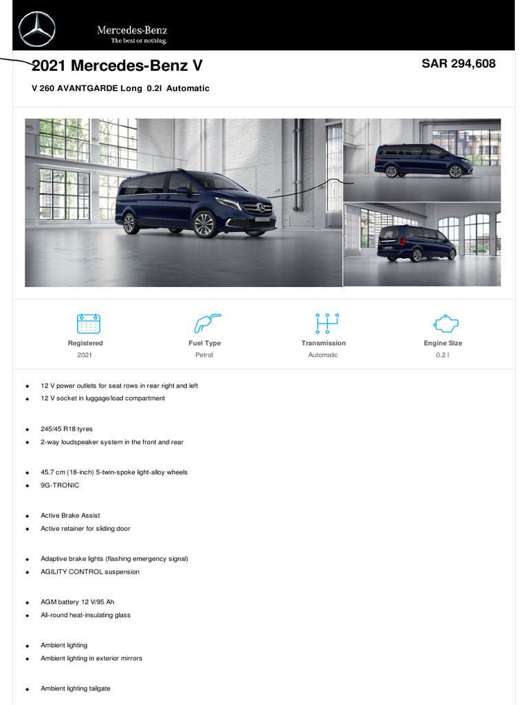 2021 Mercedes-Benz V260 AVANTGARDE | PDF | Trunk (Car) | Motor Vehicle