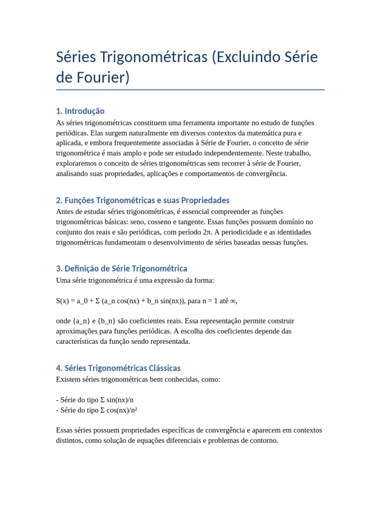 Séries Trigonométricas e Suas Propriedades | PDF | Séries de Fourier ...