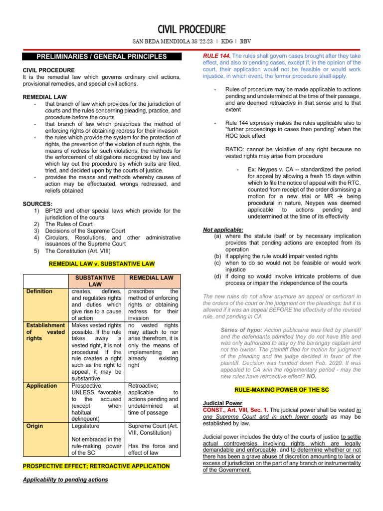 Overview of Civil Procedure Principles | PDF | Jurisdiction | Equity (Law)