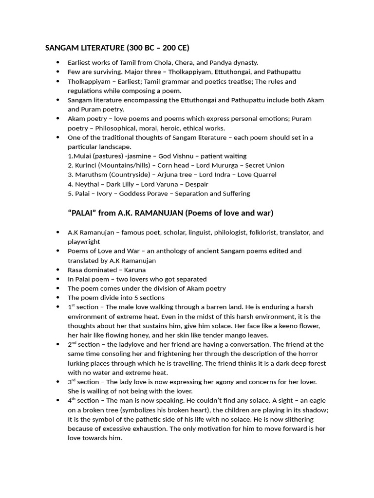 Palai From A.k.ramanujan | PDF | Tamils