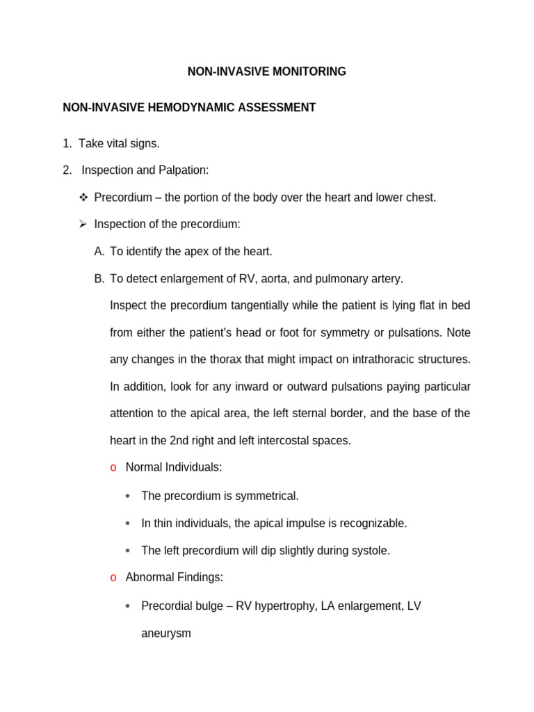 Outline Non Invasive Monitoring 1 | PDF | Pulse | Blood Pressure