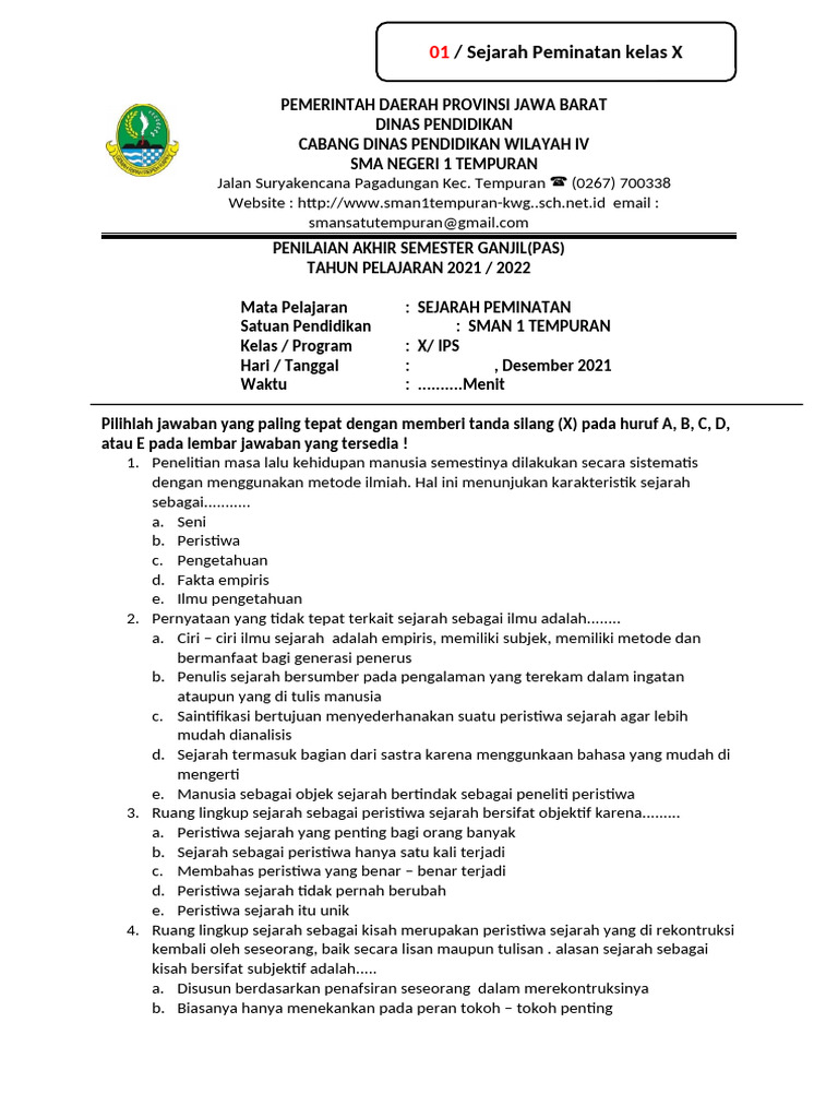 10 Sejarah Peminatan | PDF