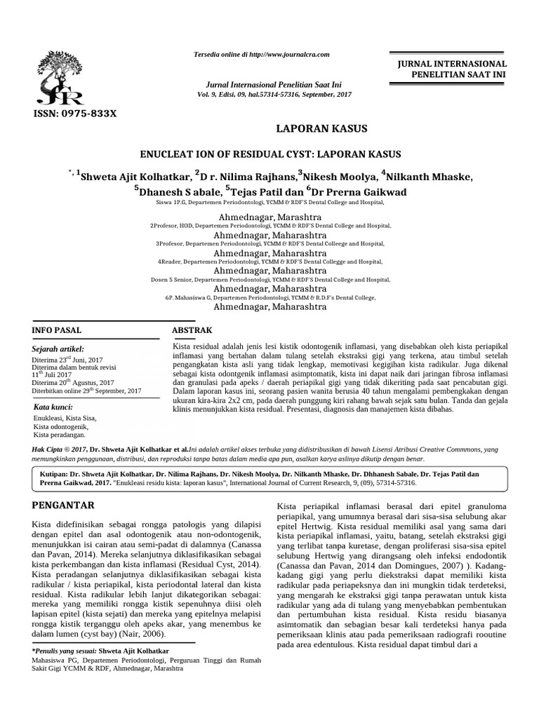 Enucleation of Residual Cyst - En.id-1 | PDF