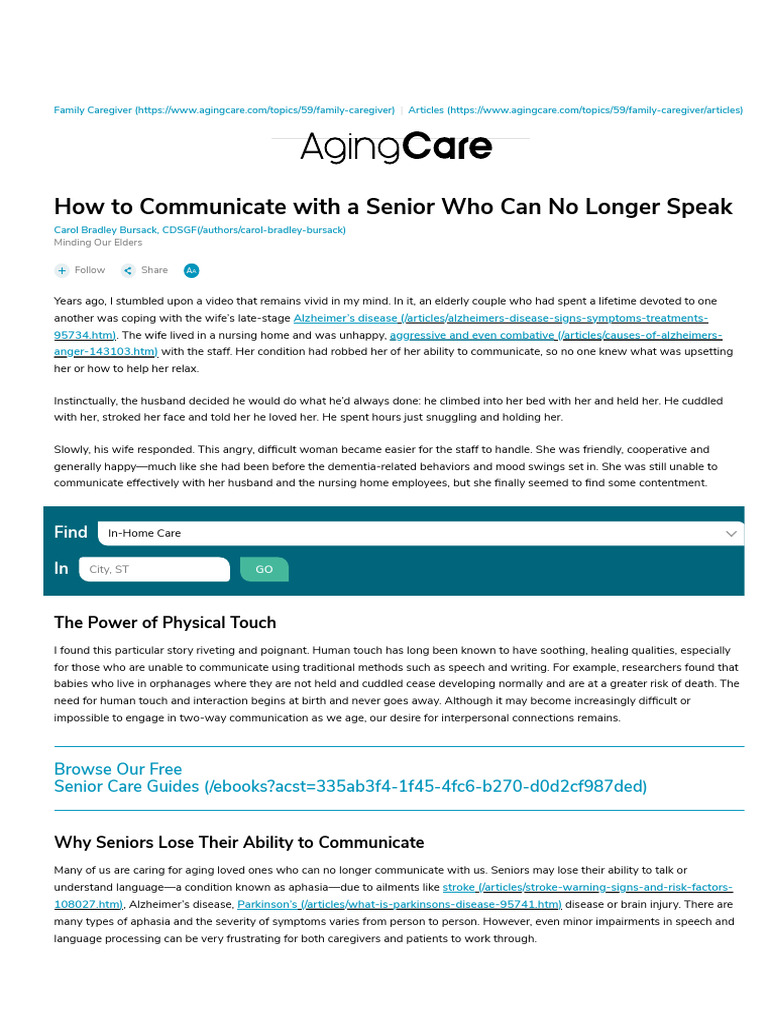 How To Communicate With A Senior Who Can No Longe | PDF | Caregiver ...