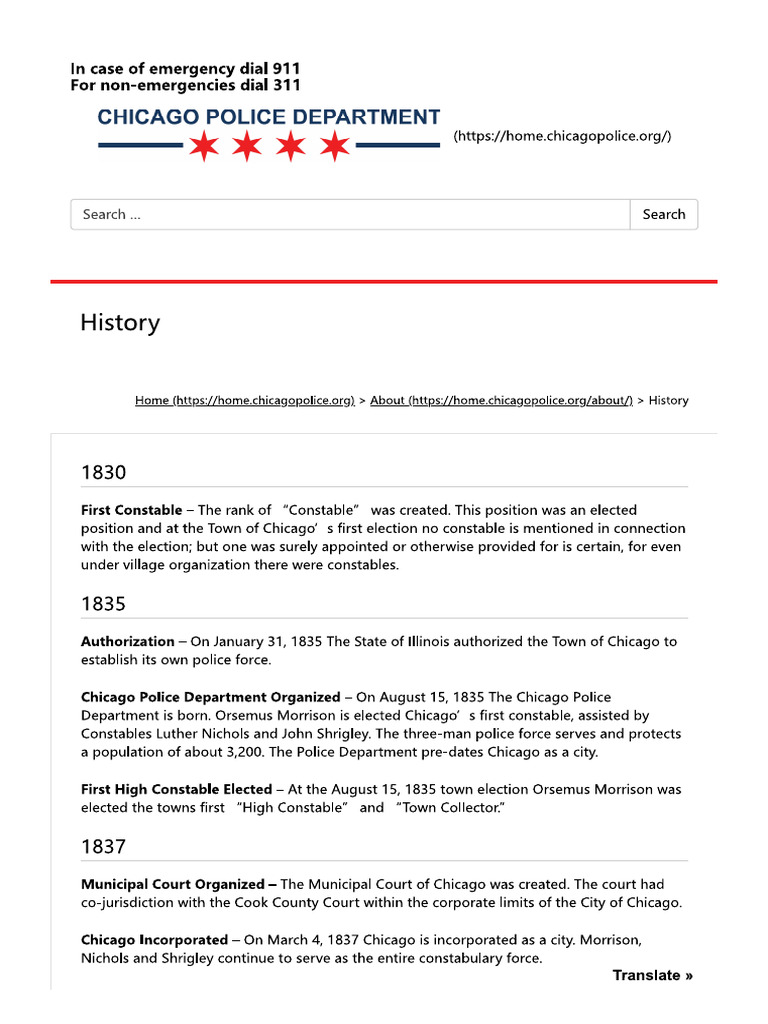 History - Chicago Police Department | PDF