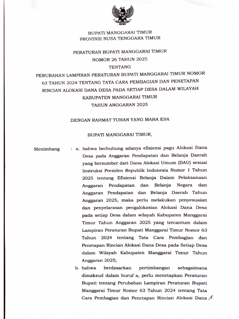 PERBUP NO.26 TAHUN 2025 Tentang Perubahan Lampiran Peraturan Bupati ...