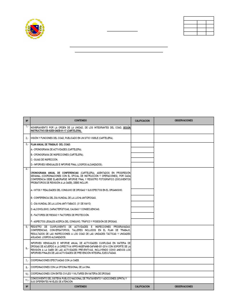 Guia de Verificacion para El COAD de La Unidad Superior | PDF | La dependencia de sustancias ...