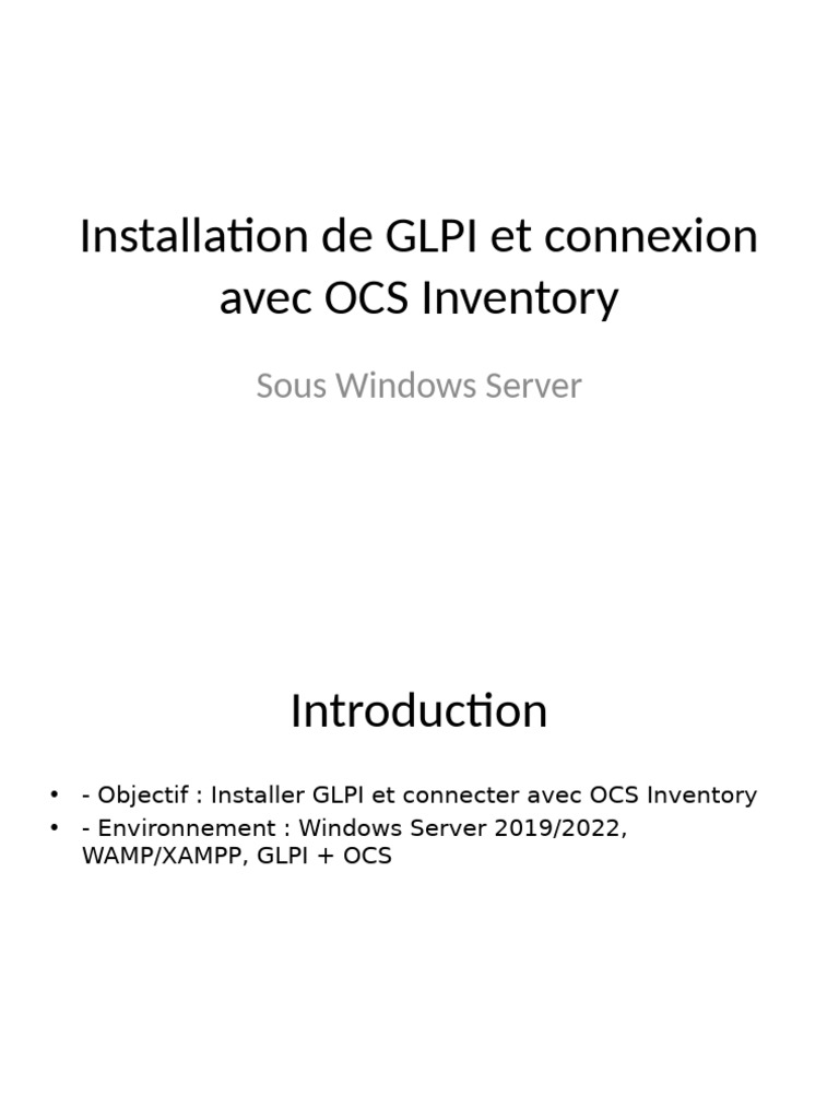 Installation GLPI OCS Windows | PDF