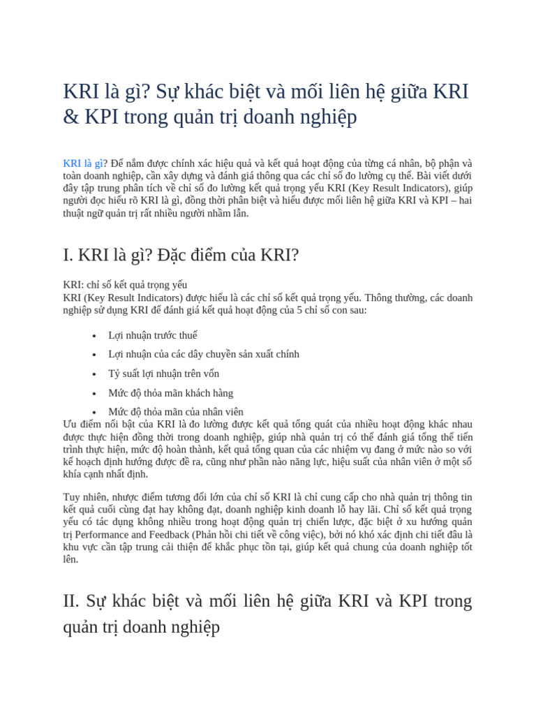 KRI Là Gì | PDF