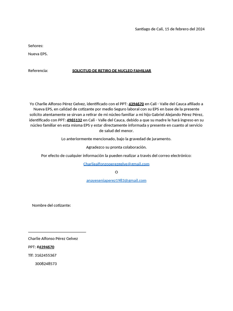 Solicitud de Retiro | PDF