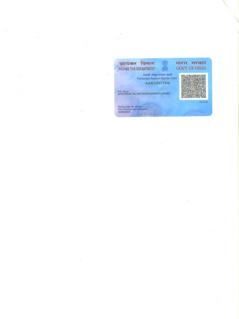Spectrum LTD Pan Card | PDF