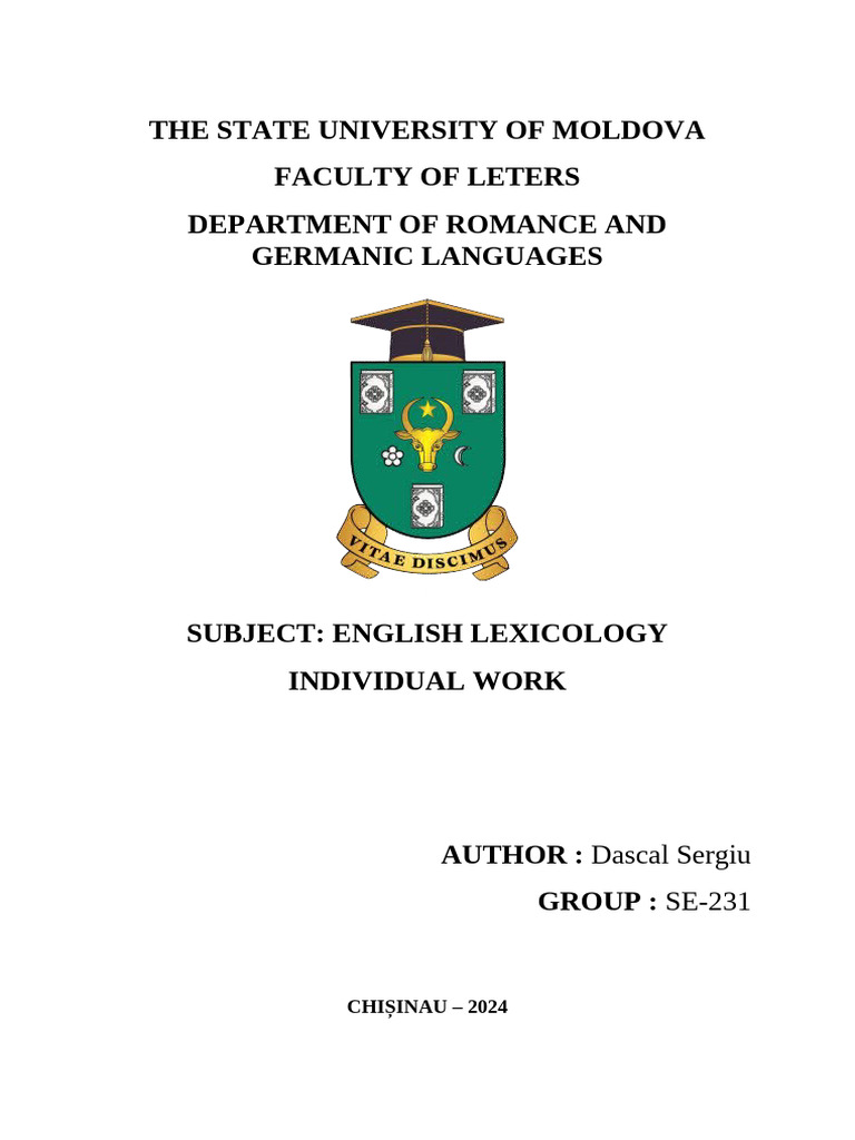 SE 231 Dascal Sergiu Individual Work | PDF | Semantics | Idiom