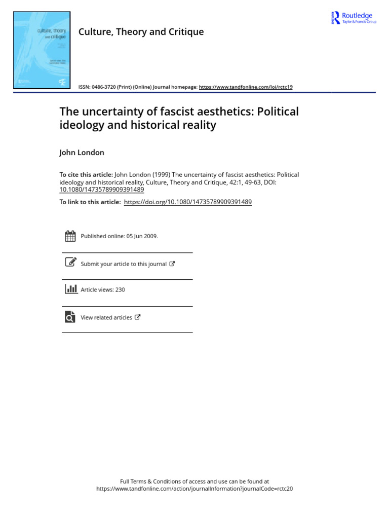 The Uncertainty of Fascist Aesthetics Po | PDF | Fascism | Benito Mussolini