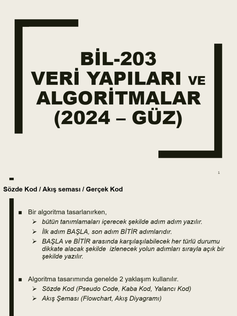 BİL-203 VERİ YAPILARI VE ALGORİTMALAR | PDF