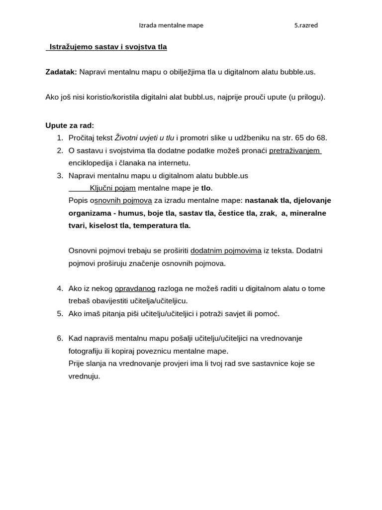 Mentalna mapa Istrazujemo sastav i svojstva tla (1) | PDF